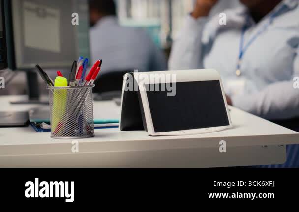 Close up of compact solar powered device in engineering office designed ...