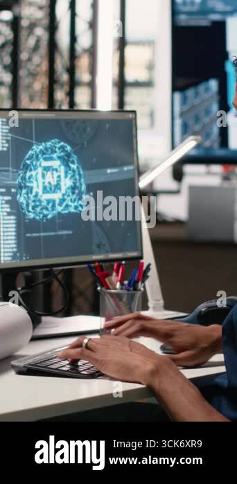 Vertical Video Real estate developer works with artificial intelligence and interior design ...