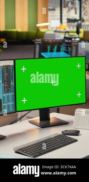 Digital modeling tool on green screen mockup computer used for smart ...