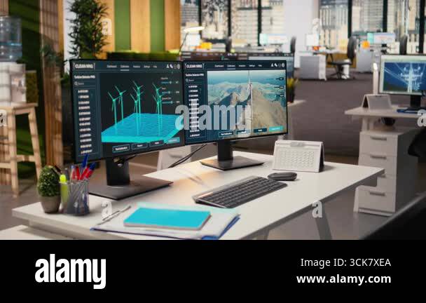 Software interface on PC used for planning wind farm layouts ...