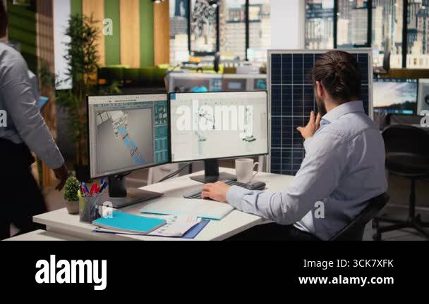 Sustainability RD expert uses CAD program on PC to design production ...