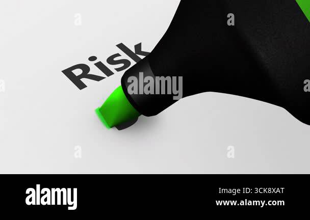 Safety and security concept with a 3d animation of risk text and safety ...