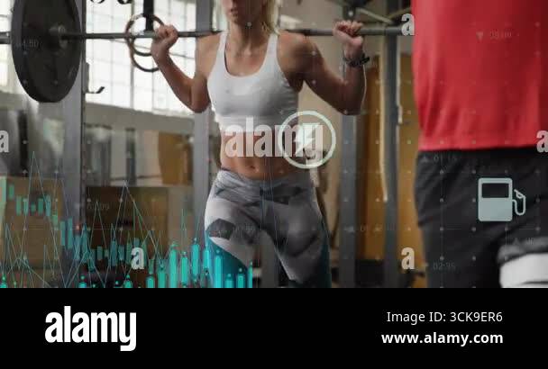 Female athlete unracking and squatting with partner pressing, showing ...