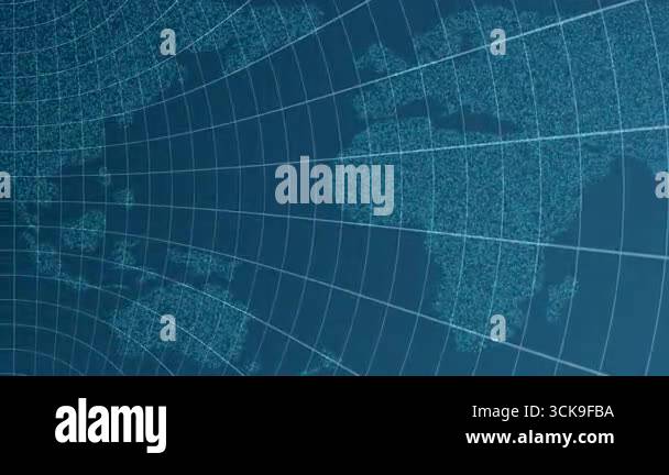 Animated world map with grid lines and digital texture. Smooth ...