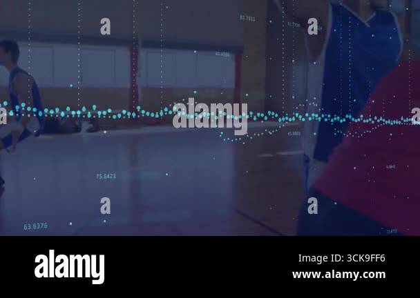 basketball player dribbling gym court, using crossover drive toward ...