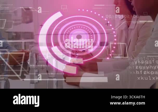 Team glancing at business meeting starting discussion and writing notes ...