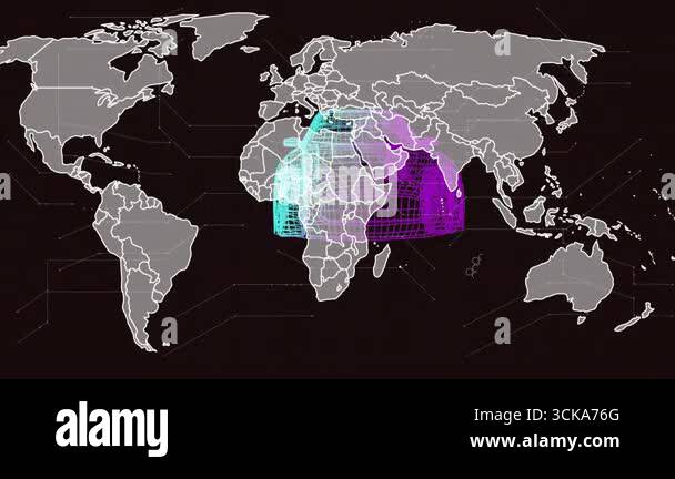 At start wireframe car floating over Africa expanding mesh into Europe ...