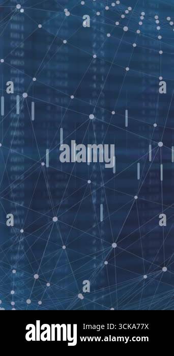 Animation of financial data processing over globe on black background ...