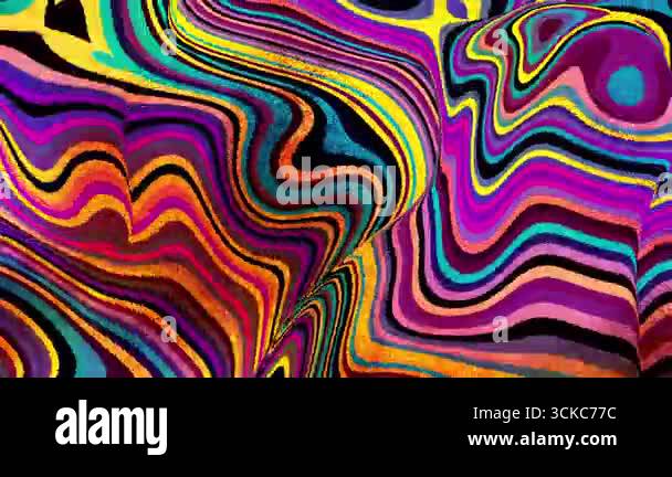 Abstract art - liquid psychedelic pattern of neon rainbow colored ...