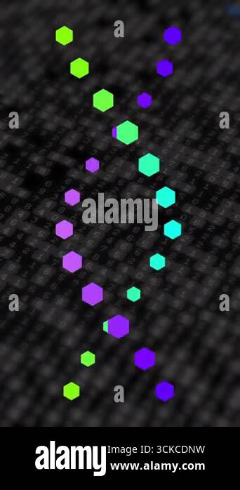 Animation of dna strands over black background. Science and digital ...