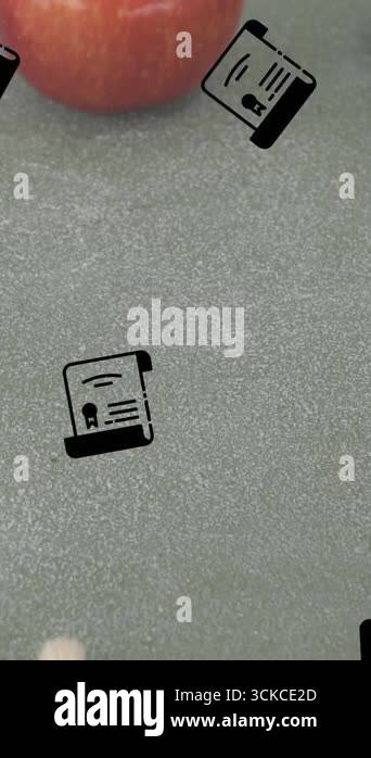 Animation of school items icons moving over school items. education ...