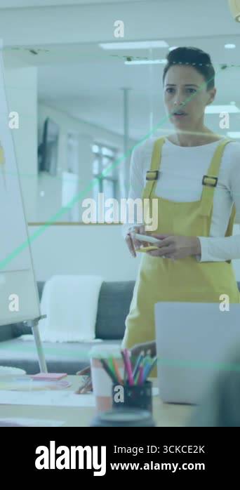 Animation of connections and data processing over business people in ...