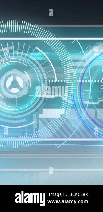 Animation of scopes scanning and data processing over digital screen. global technology and ...