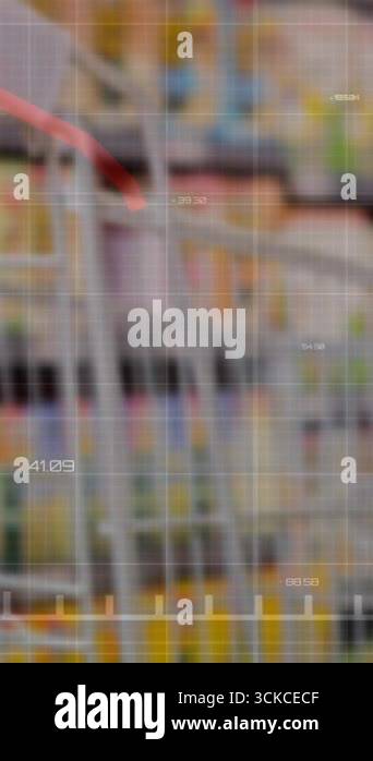 Animation of statistics and data processing with red line over empty ...