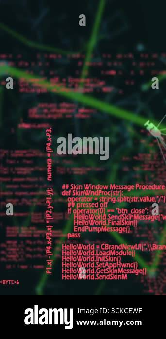 Animation of data processing over network of connections. Global connections, computing and data ...