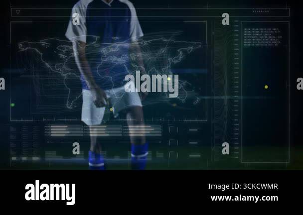 Soccer player cushioning incoming ball then striking under sports ...