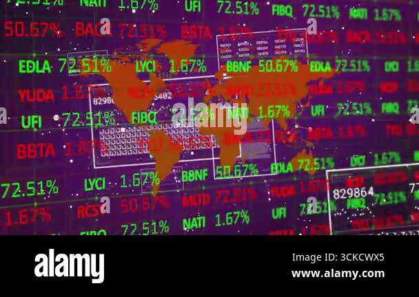 On start orange world map updating tickers rotating outline animating ...