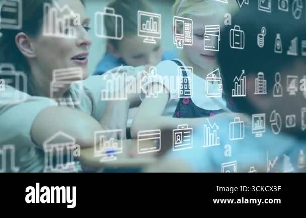 Instructor pointing at wristwatch beside student and guiding finance ...