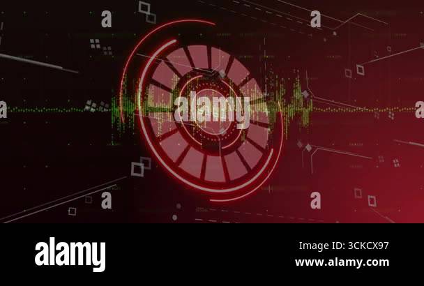 Green Waveform Emerging Starting Hud Rotating And Pulsing As Squares Orbiting Showing Signal