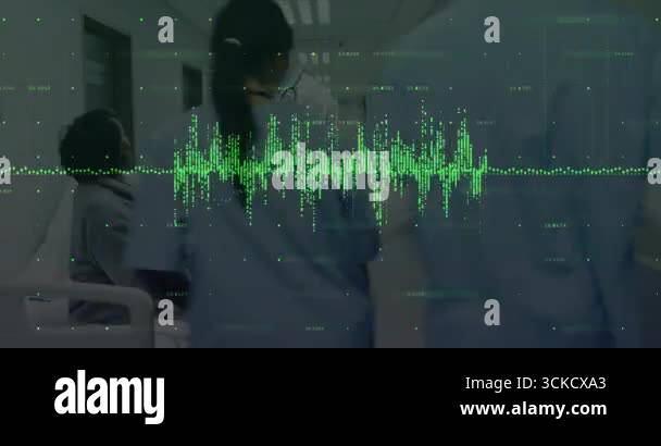 Nurse scrolling phone causing waveform in ward doctor guiding patient ...