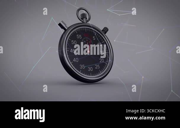 On playback start stopwatch second hand sweeping five-second mark ...