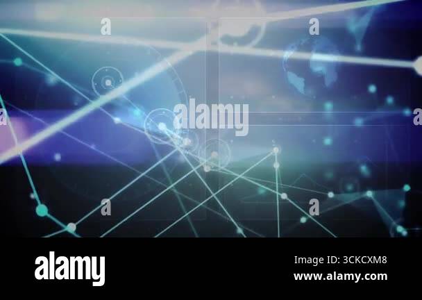 Upon loading network animating nodes, globe forming, gauge sweeping ...