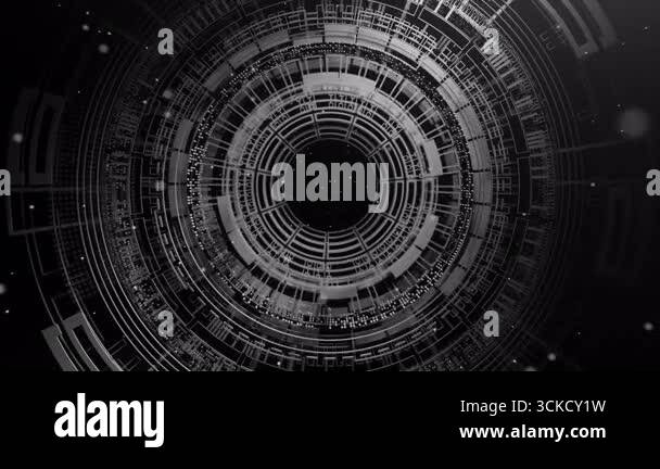 High-tech futuristic HUD rings and abstract monochrome digital elements ...