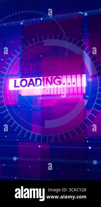 Looping Sci Fi loading screen with bright neon lights, abstract grid ...