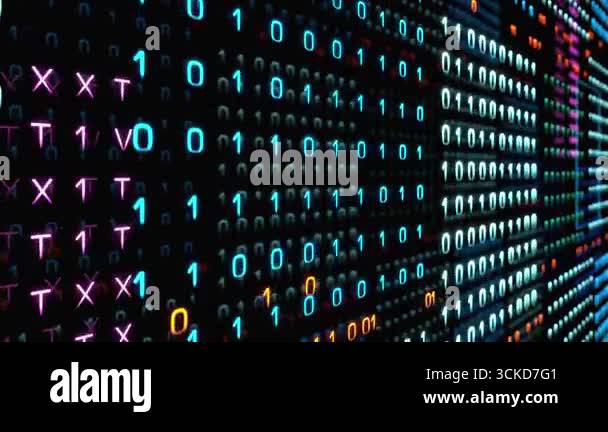 Close up binary code, big data, AI data (Artificial Intelligence), computer language. Abstract ...