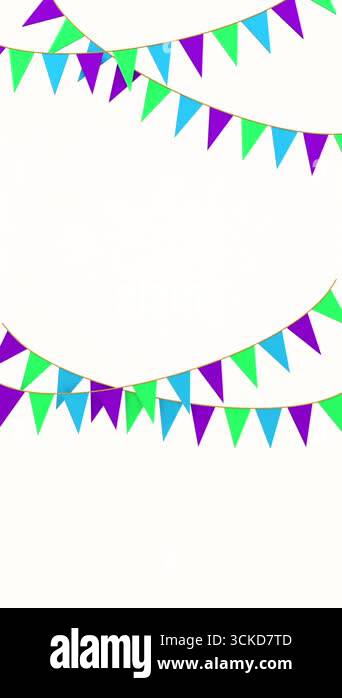 Happy Birthday, pop up in pink a blue, with colored pennant string ...