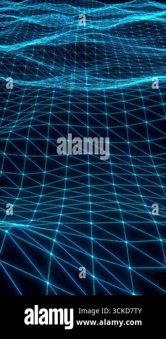 Blue moving polygon network, plexus, triangle shape, wire frame, network, science, vertical ...