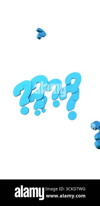 Blue question marks, pop up banner, vertical format. Q and A, ideas ...