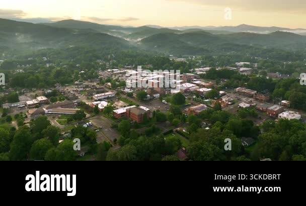 Historic townscape of Brevard in Appalachian Mountains. Traditional ...