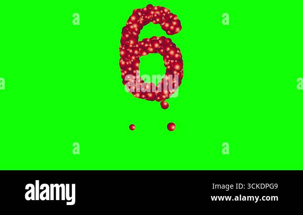 Number Six with red spheres on green screen background Stock Video ...