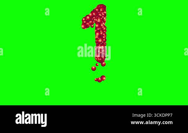 Number One with red spheres effect on green screen background Stock ...