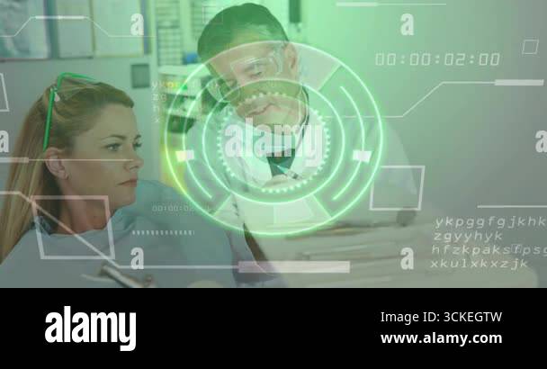 Doctor pointing chart guiding patient through health info with timer ...