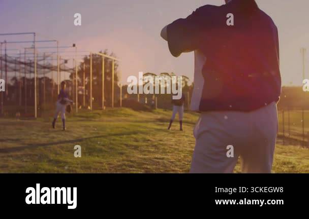 Baseball pitcher winding up and tossing ball in practice with animated ...