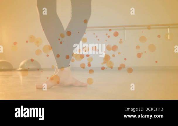 Dancer's feet sparking orange orbs, crossing lifting heels, balancing ...