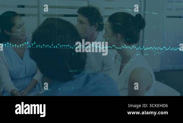 Man in white shirt touching chest starting office meeting with animated ...