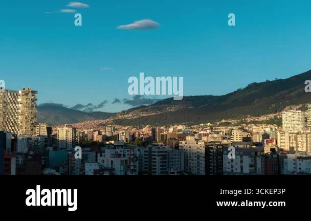 Time-lapse of Panoramic view of the northern part of Quito in the ...