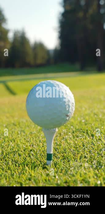 Golf teeing ground in golf course with sunrise background. Close up ...