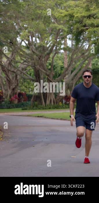 Morning jogging in park for weight loss and healthy lifestyle. Male ...