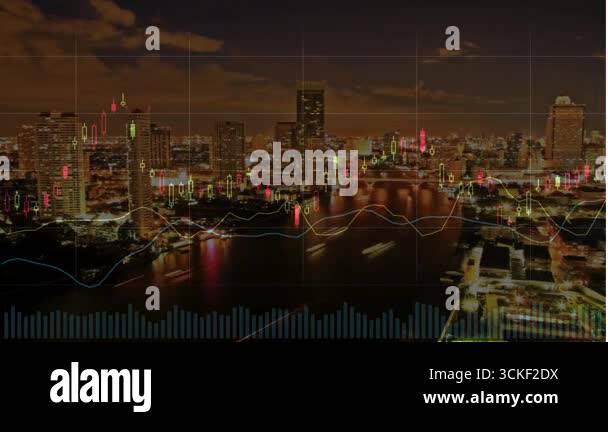 abstract creative business graph and world map on the background of the ...