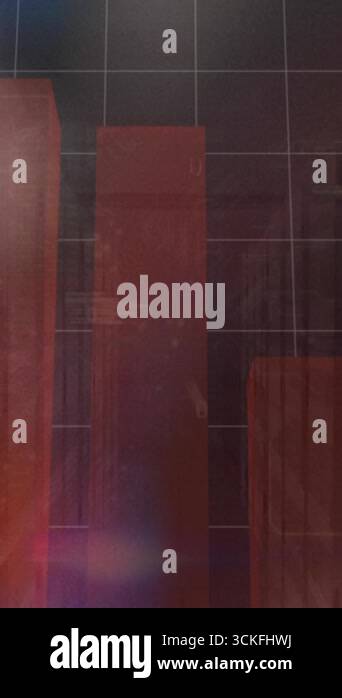 Animation of statistical data processing against empty office in background. Business data and ...