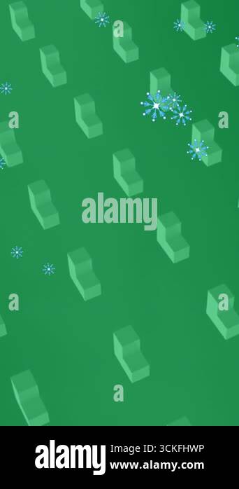 Animation of snow flakes falling over 3d structures in seamless pattern ...