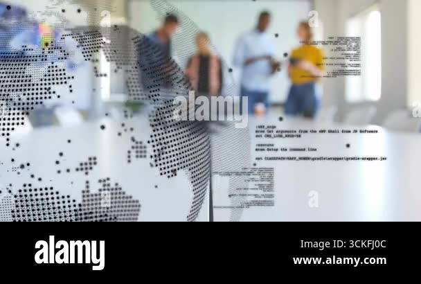 Software team inputting smartphone command and activating rotating ...