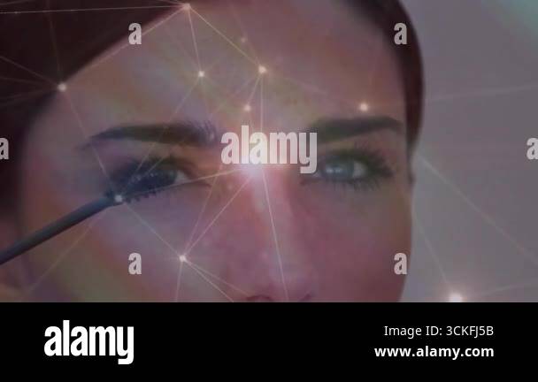 Mascara brush entering model applying mascara for coverage with gliding ...