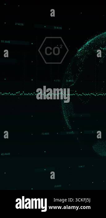 Animation of network of eco and environmentally friendly icons over data processing. global ...