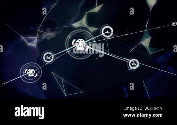 Central hub appearing, firing beams to nodes, overlaying hand, globe rotating, visualizing ...