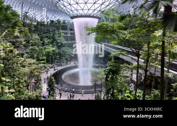 Changi, Singapore, 0 - Jul 16 2024: Rain Vortex is a majestic sight at ...